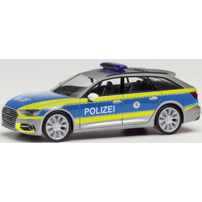Audi A6 Avant, Polizei Thüringen, blau/silber mit leuchtgelbem ...